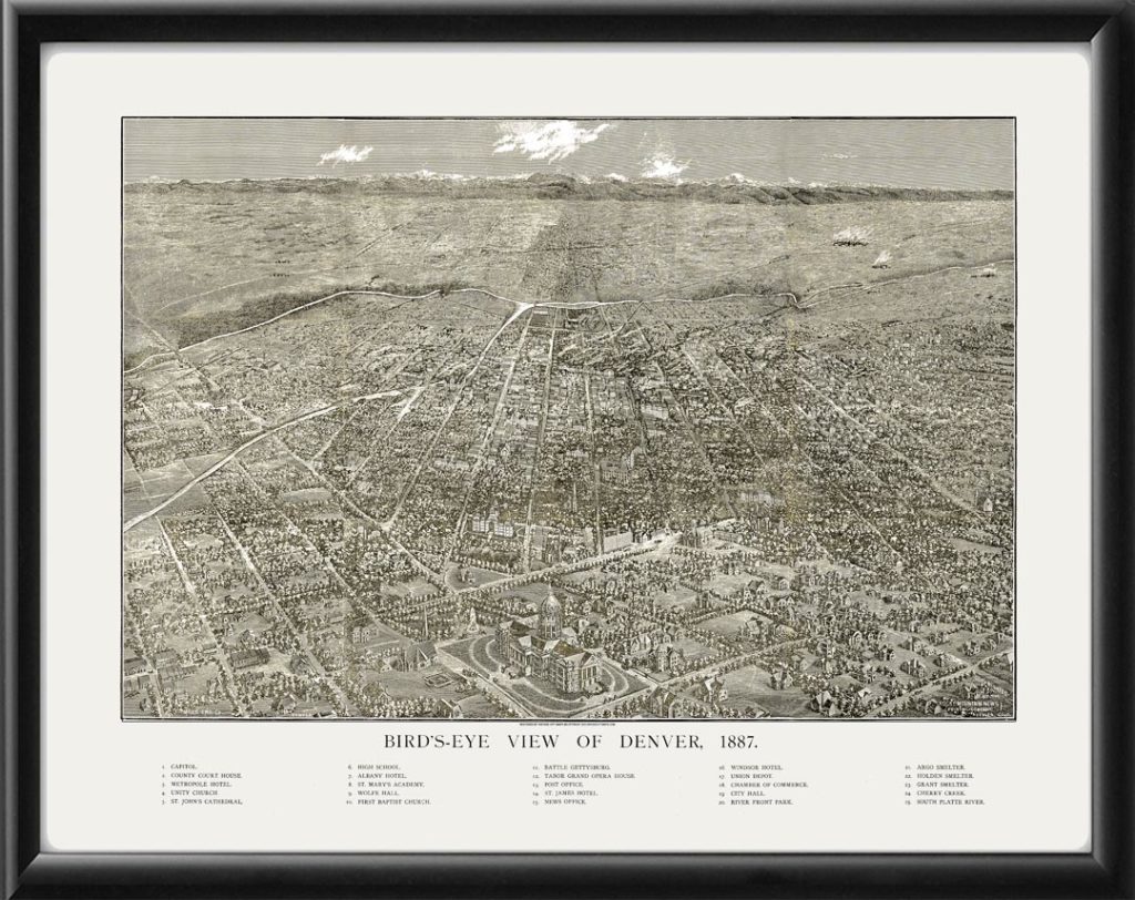 Denver CO 1887 Restored Map | Vintage City Maps