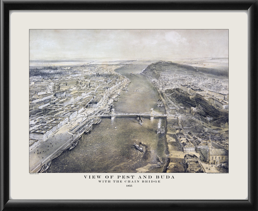 Budapest Hungary 1842 Restored Map | Vintage City Maps