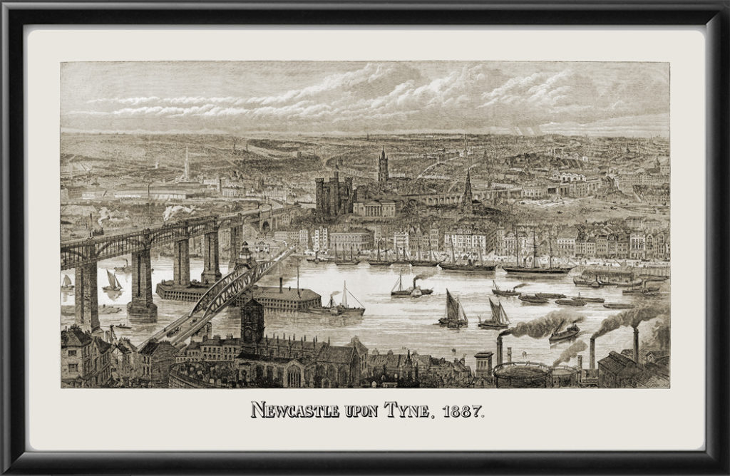 Newcastle England 1887 Restored Map | Vintage City Maps
