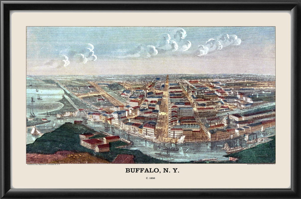 Buffalo NY 1850 Restored Map | Vintage City Maps