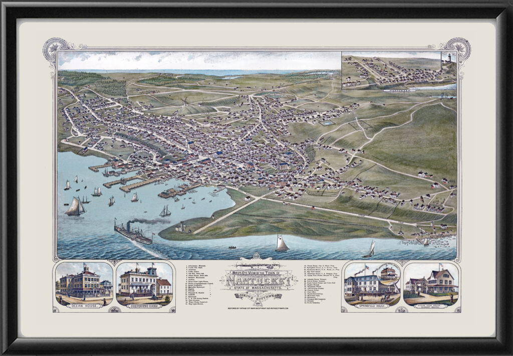 Nantucket MA 1881 (Color) Restored Map | Vintage City Maps