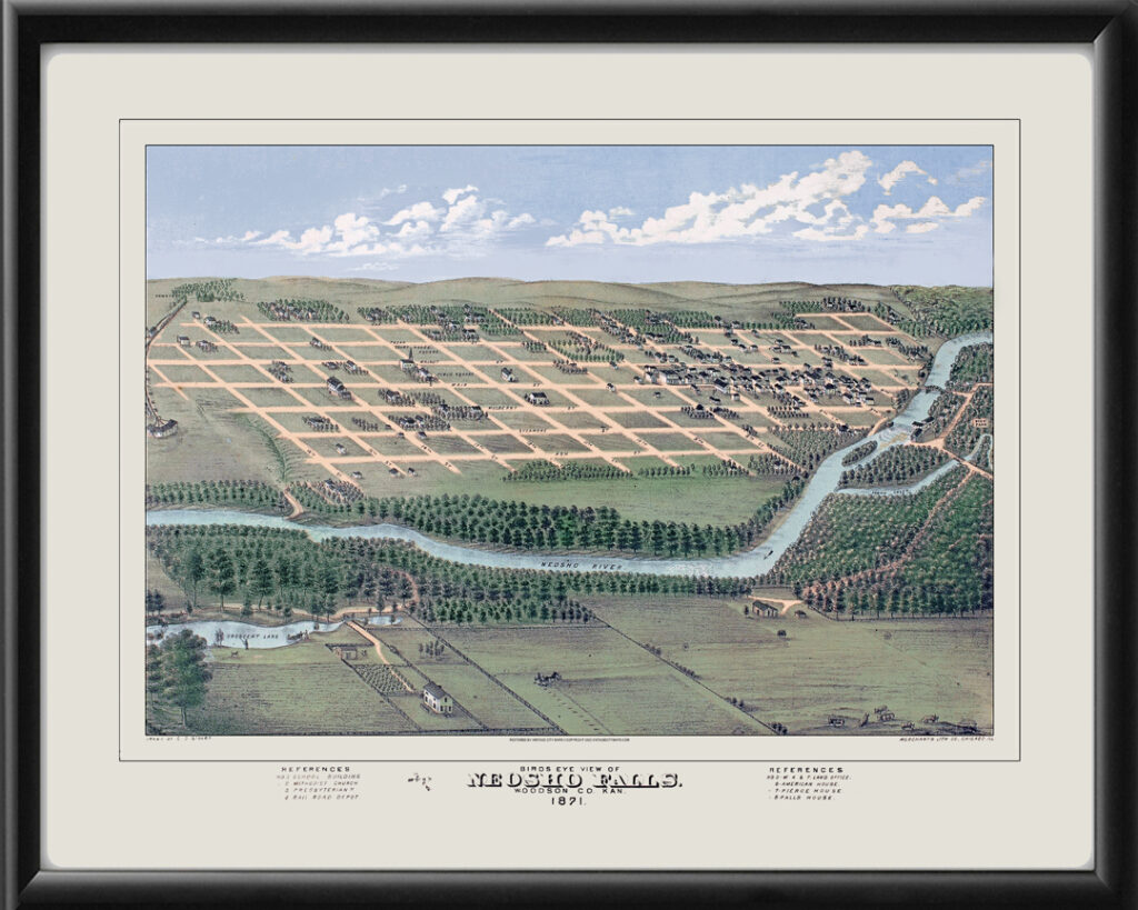 Neosho Falls KS 1871 Restored Map | Vintage City Maps