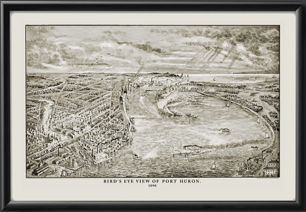 Port Huron MI 1890 | Vintage City Maps - Restored Bird's Eye Views