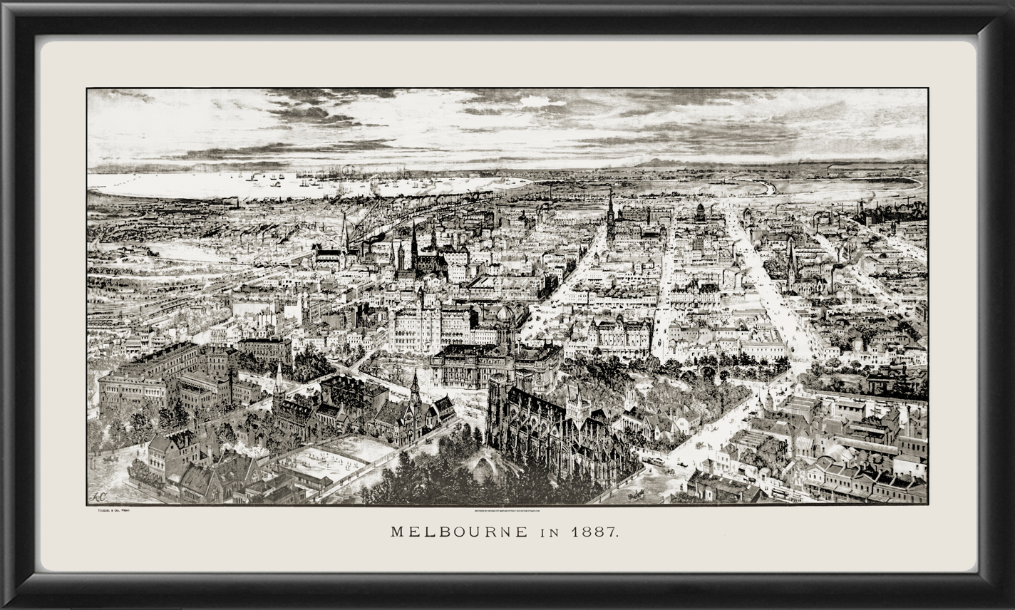 Melbourne Australia 1882 Restored Map | Vintage City Maps