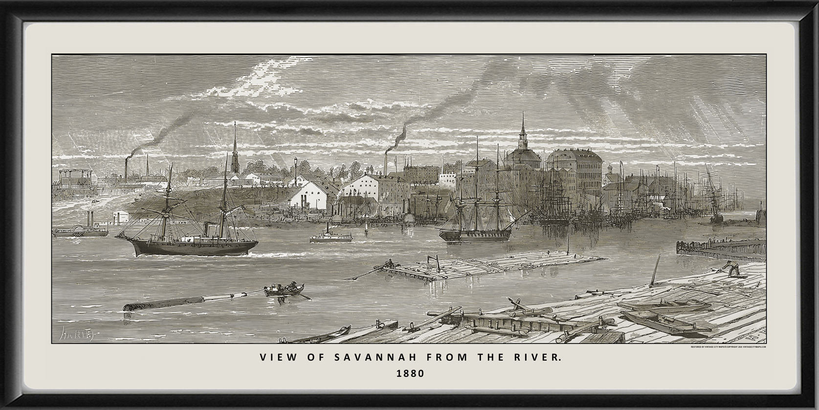 Savannah GA 1880 Restored Map | Vintage City Maps