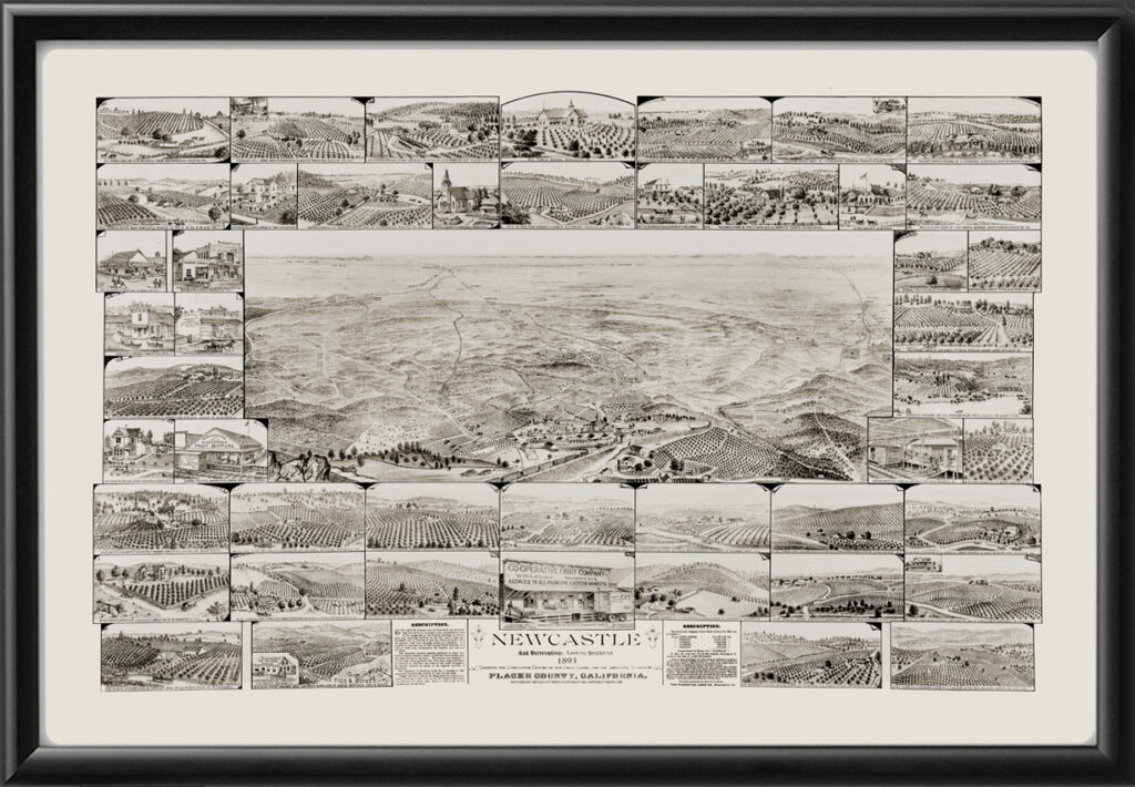 Newcastle CA 1893 Restored Map | Vintage City Maps