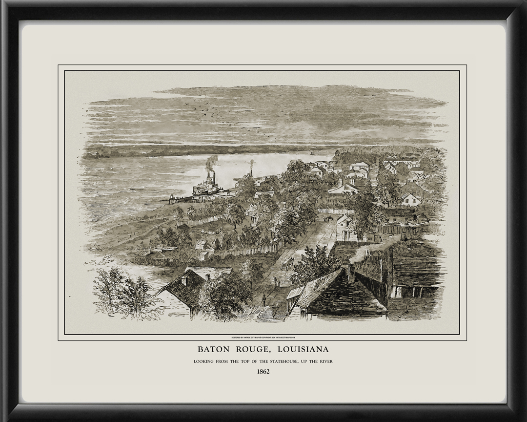 Baton Rouge LA 1862 Restored Map | Vintage City Maps