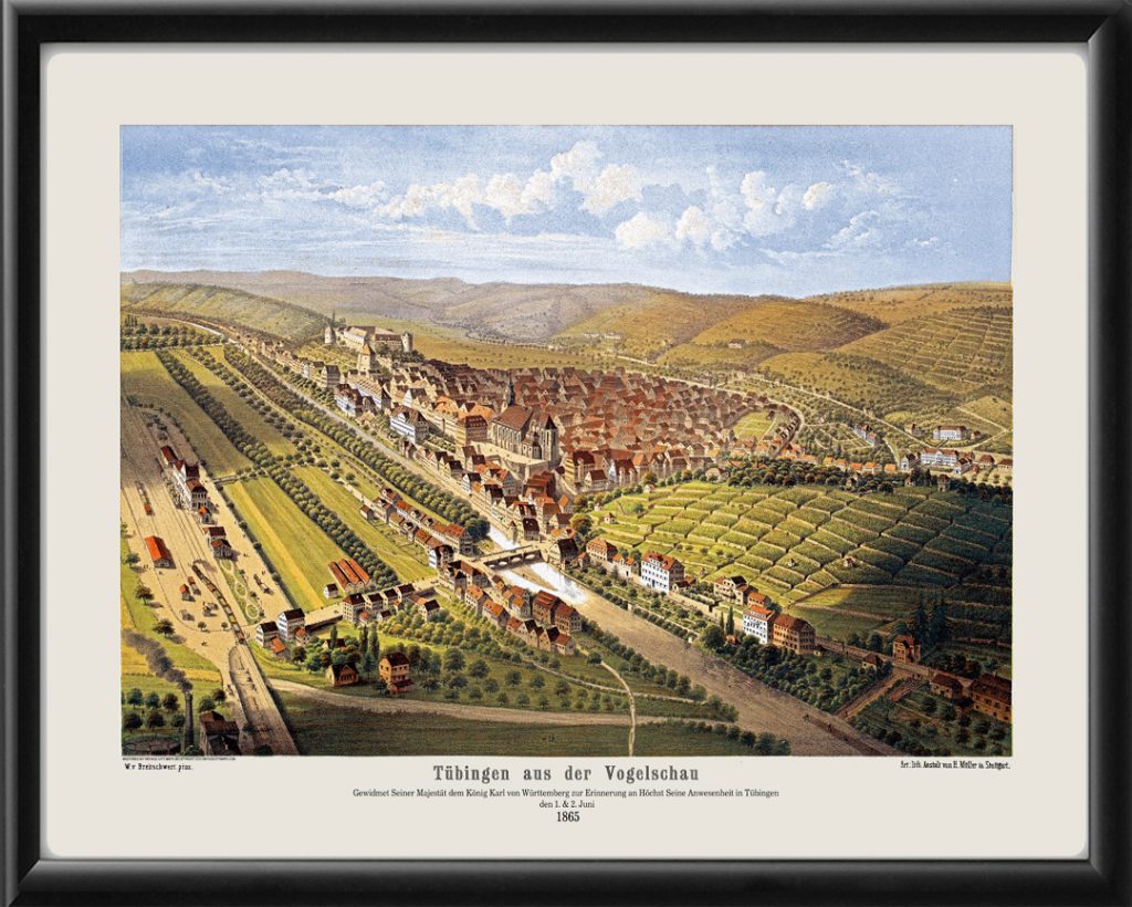 Tubingen Germany 1865 Restored Map | Vintage City Maps