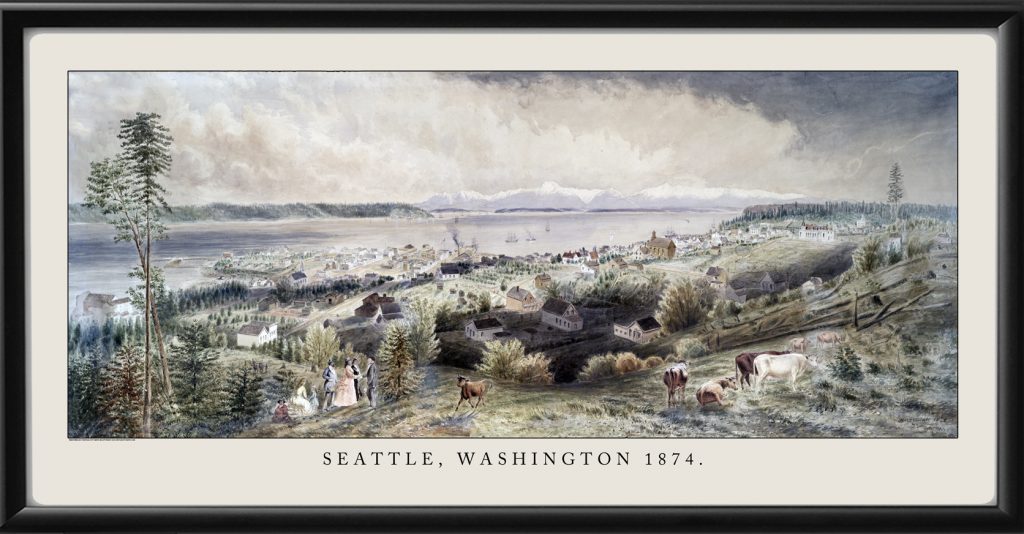 Seattle WA 1874 Restored Map | Vintage City Maps