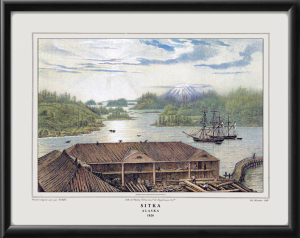 Sitka (New Archangel) Alaska 1850 | Vintage City Maps - Restored Bird's ...