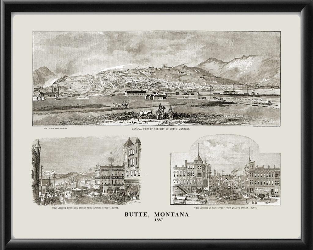 Butte Montana 1887- Vintage City Maps, Restored City Maps