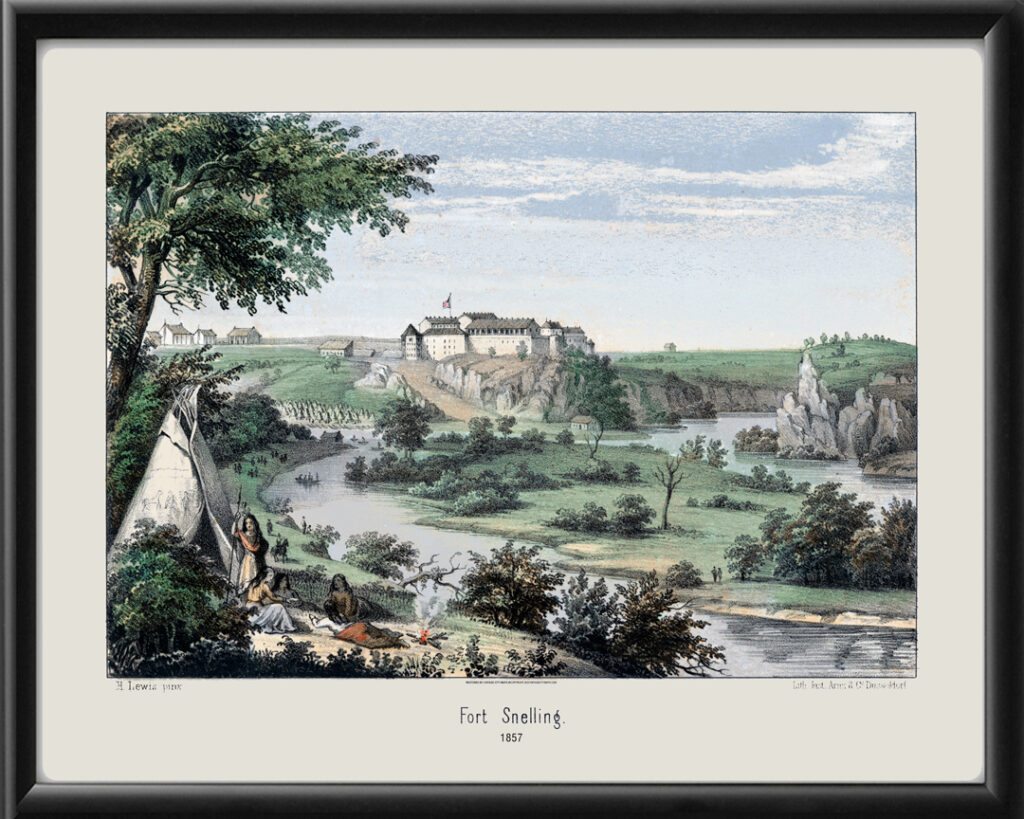 Fort Snelling MN 1857 Restored Map | Vintage City Maps