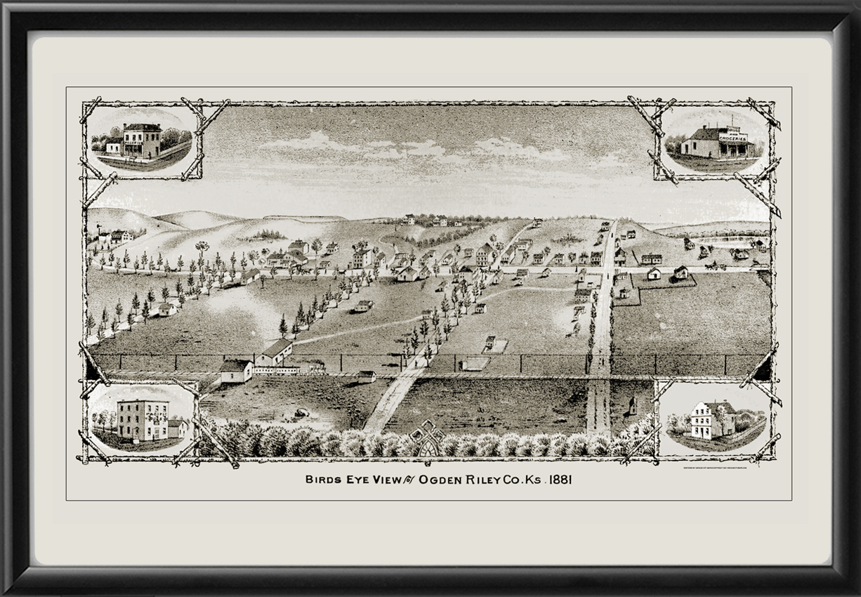 Ogden Kansas 1881 Restored Map | Vintage City Maps