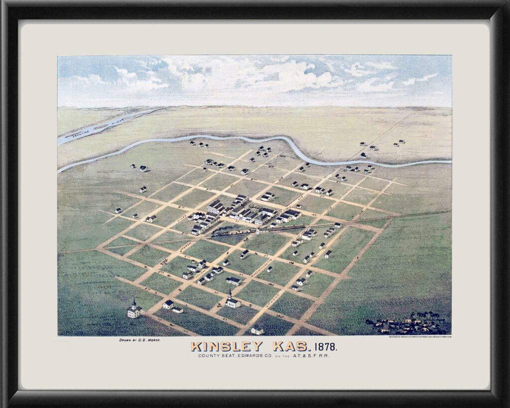 Kinsley, Kansas 1878 Restored Map | Vintage City Maps