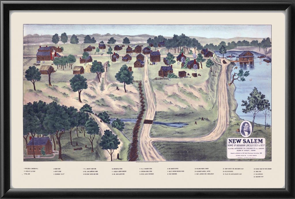 New Salem IL 1831-1837 Restored Map | Vintage City Maps