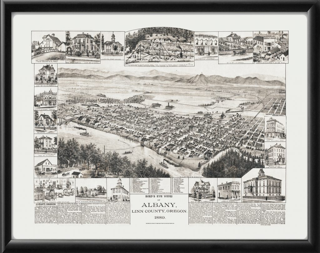 Albany OR 1889 Restored Map | Vintage City Maps