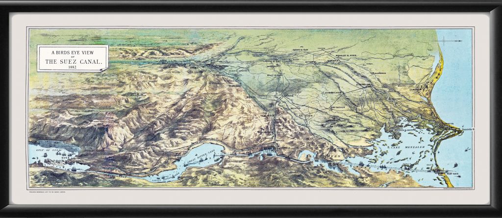 Suez Canal Egypt 1882 Restored Map | Vintage City Maps