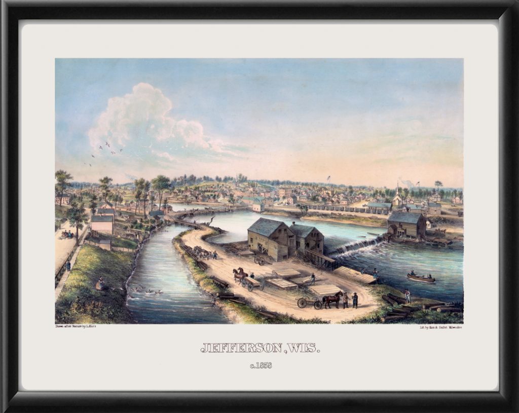 Jefferson WI 1858 Restored Map | Vintage City Maps