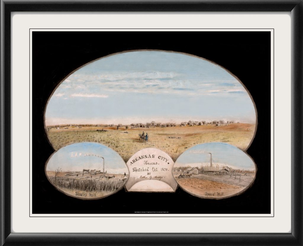Arkansas City, Kansas 1870 - Vintage City Maps, Restored City Maps