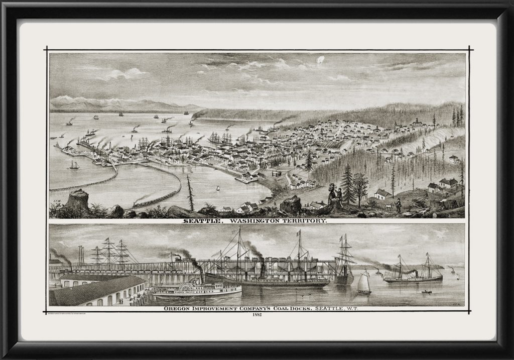 Seattle WA 1882 Restored Map | Vintage City Maps