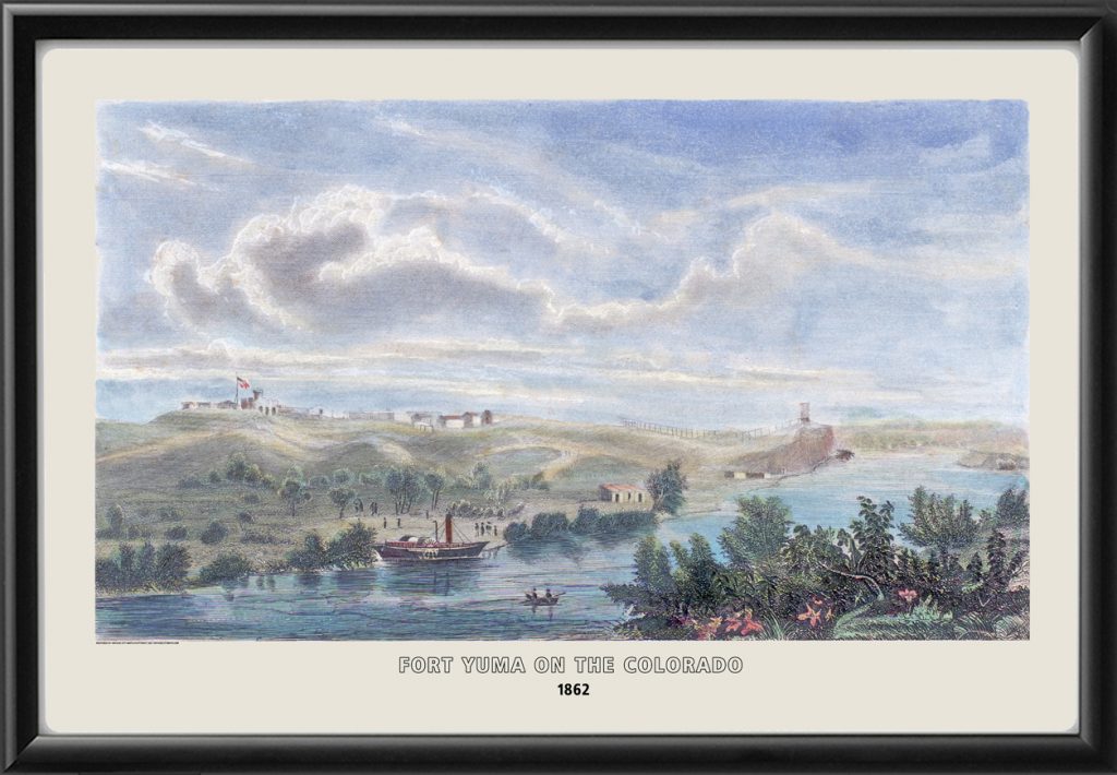 Fort Yuma CA 1862 Restored Map | Vintage City Maps