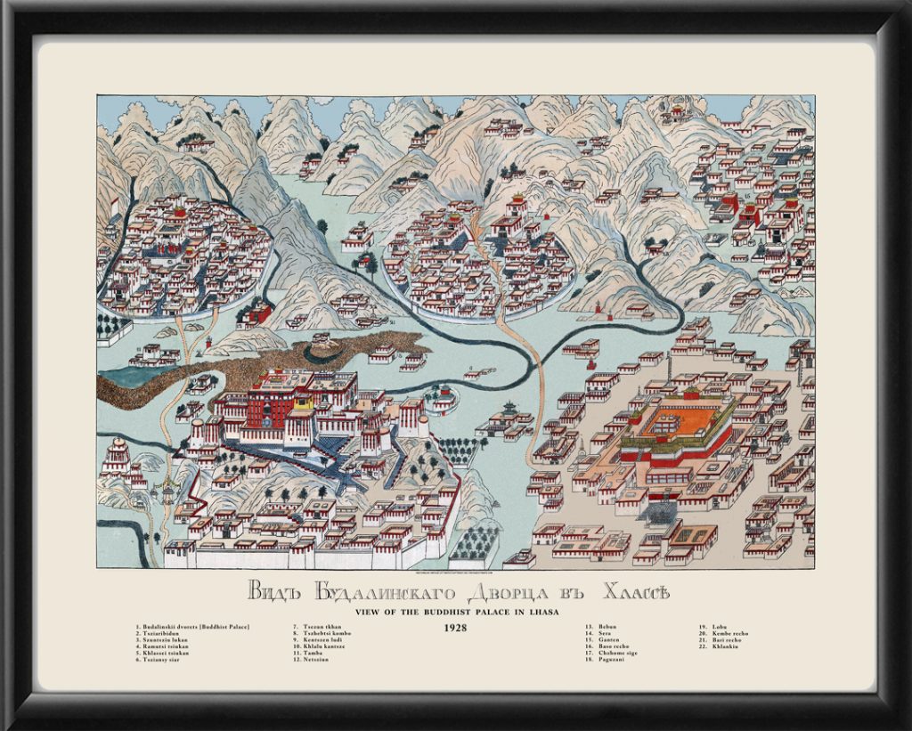Llasa, Tibet, China 1828 Restored Map | Vintage City Maps