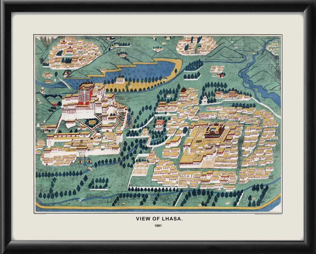 Lhasa China 1891 Restored Map | Vintage City Maps