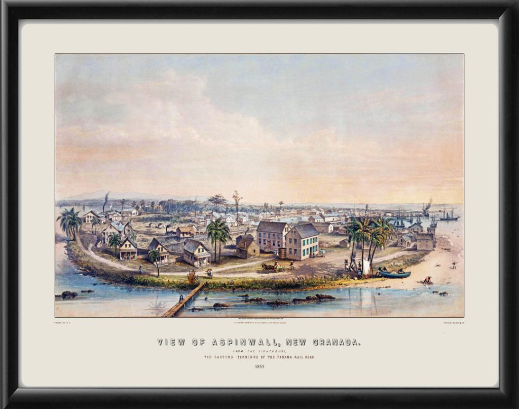 Aspinwall Panama 1855 Restored Map | Vintage City Maps