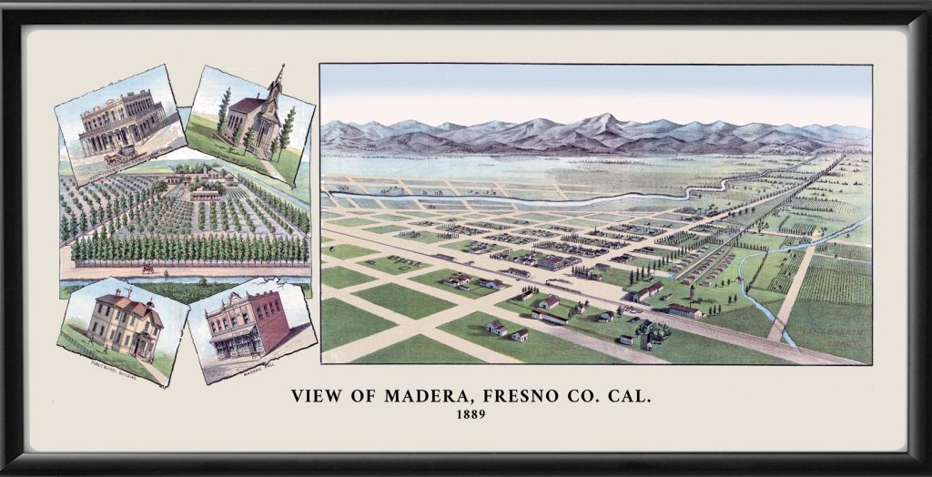 Madera CA 1889 - Vintage City Maps, Restored City Maps