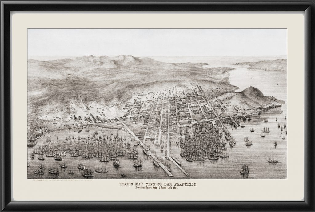 San Francisco CA 1852 - Vintage City Maps, Restored City Maps