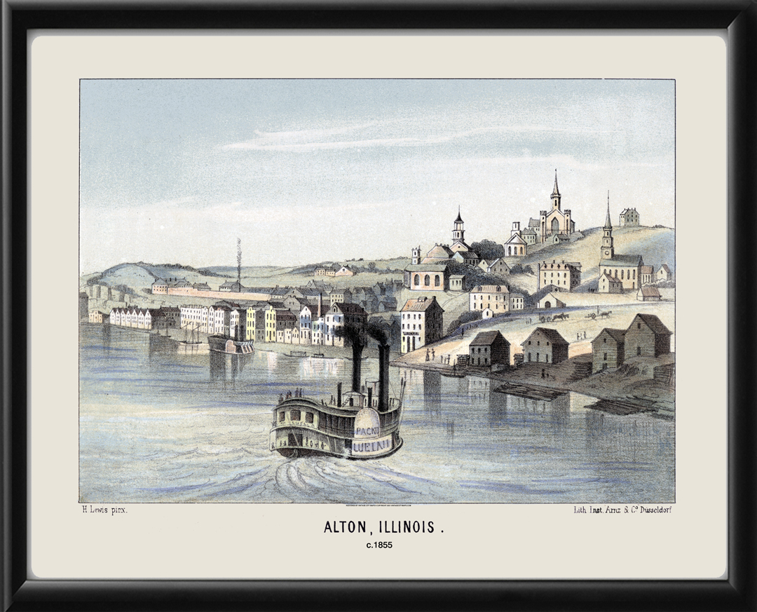Alton Illinois 1855 - Vintage City Maps, Restored City Maps