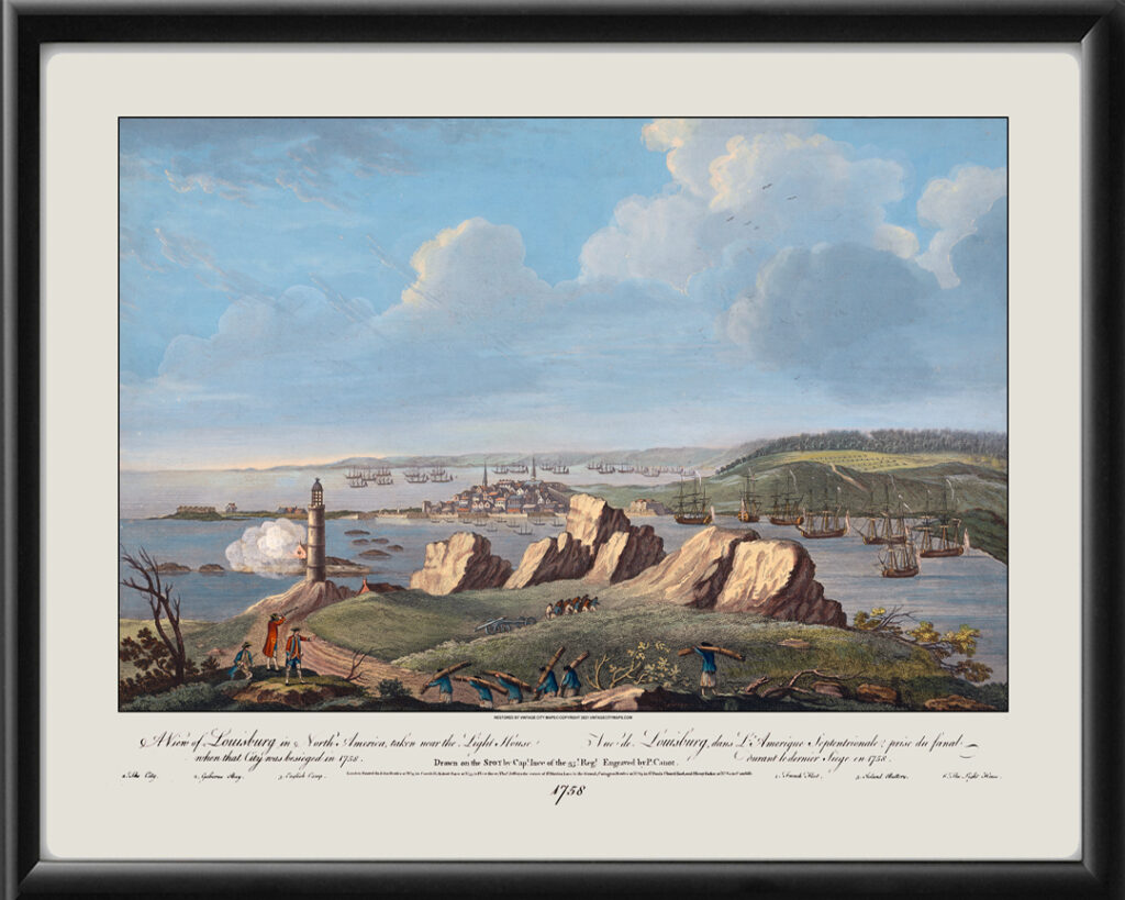 Louisbourg NS Canada 1758 Restored Map | Vintage City Maps