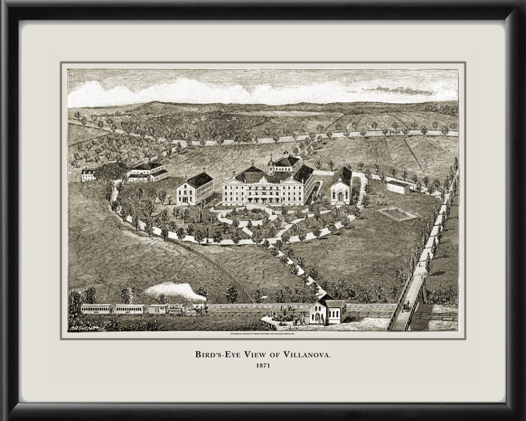 Villanova University 1871 Restored Map | Vintage City Maps