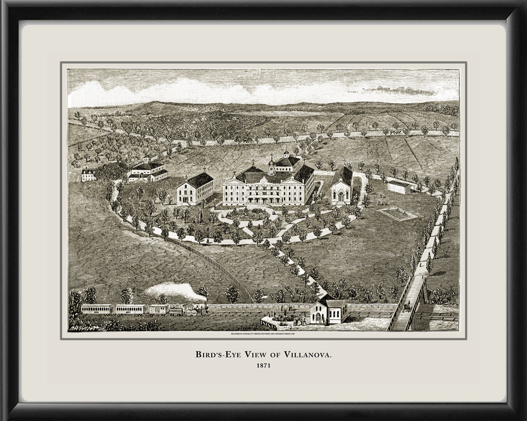 Villanova University 1871 Restored Map | Vintage City Maps