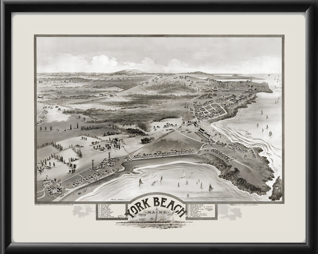 York Beach ME 1888 Restored Map | Vintage City Maps
