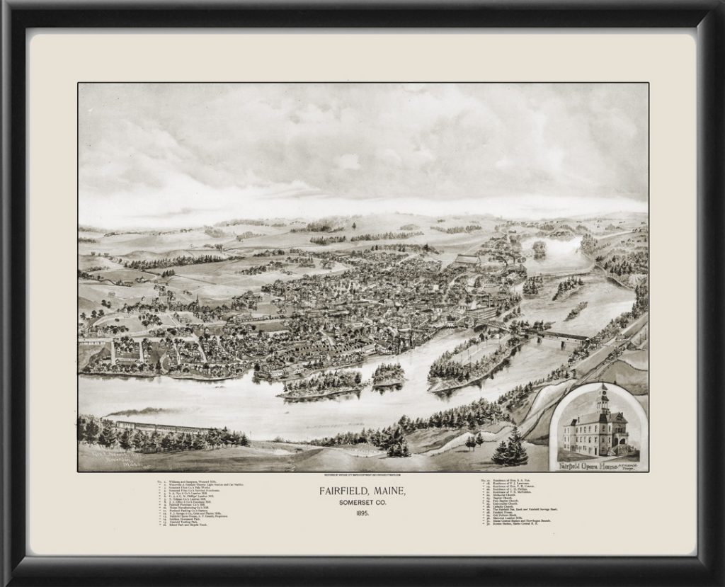 Fairfield ME 1895 Restored Map | Vintage City Maps