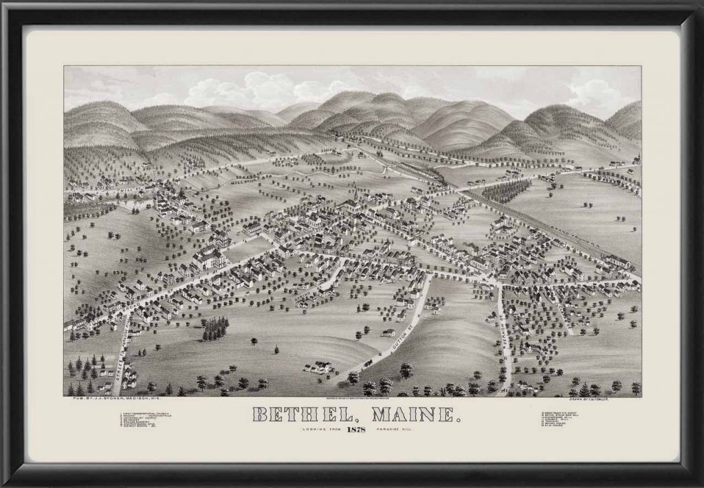 Bethel ME 1878 Restored Map | Vintage City Maps