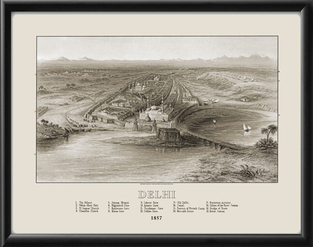 Delhi India 1857 Restored Map | Vintage City Maps