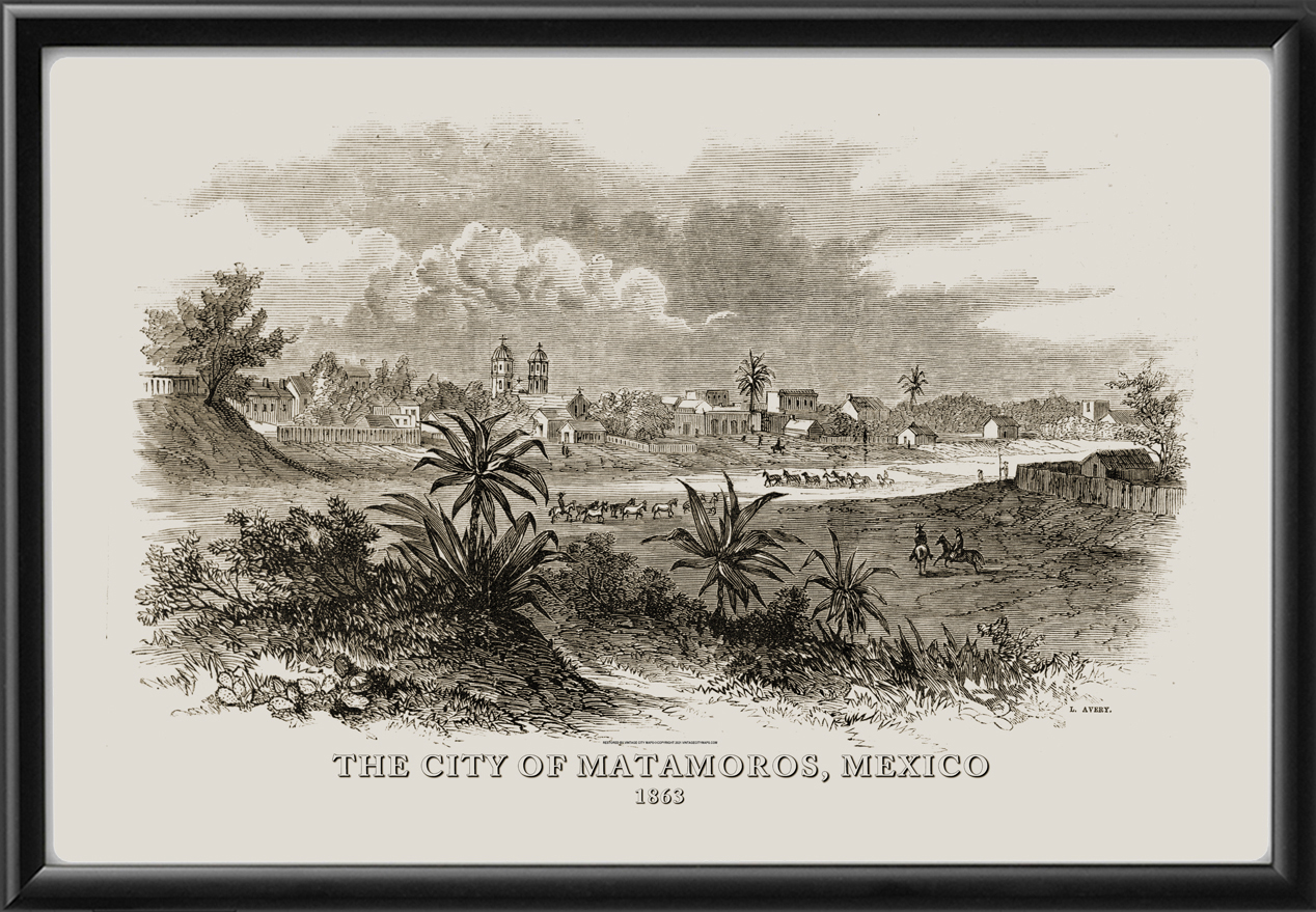 Matamoros Mexico 1863 Restored Map | Vintage City Maps