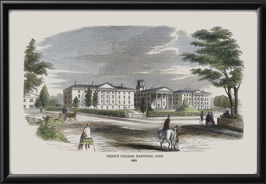 Trinity College Hartford 1851 Restored Map | Vintage City Maps