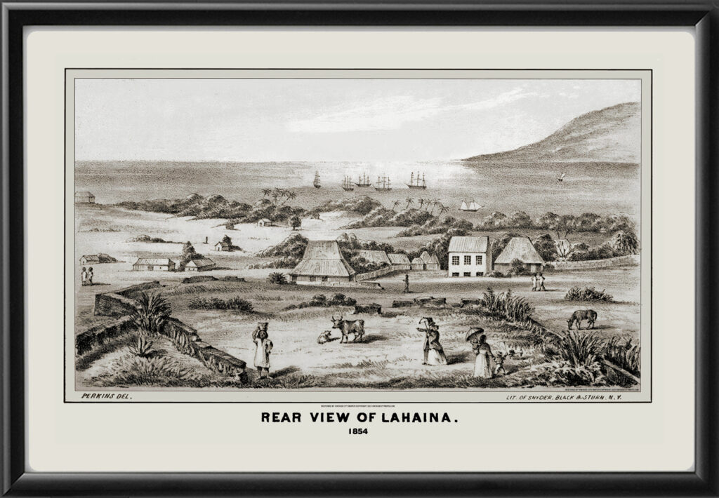 Lahaina, Maui Hawaii 1854 Restored Map | Vintage City Maps