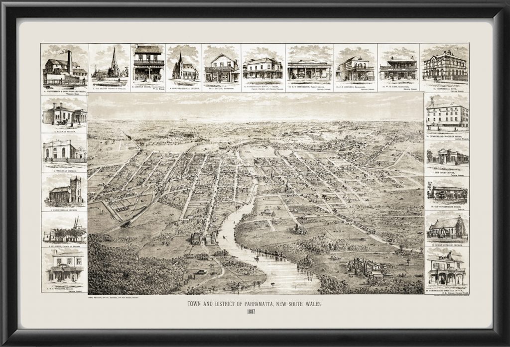 Parramatta Australia 1877 Restored Map | Vintage City Maps