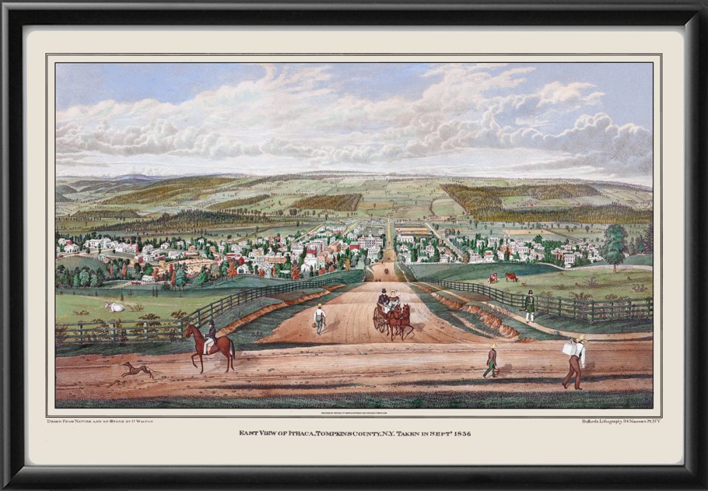 Ithaca NY 1836 Restored Map | Vintage City Maps