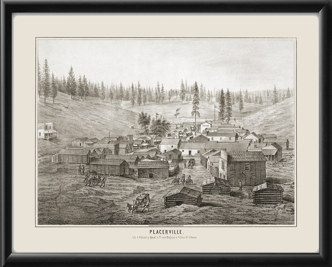 Placerville CA 1849 Restored Map | Vintage City Maps