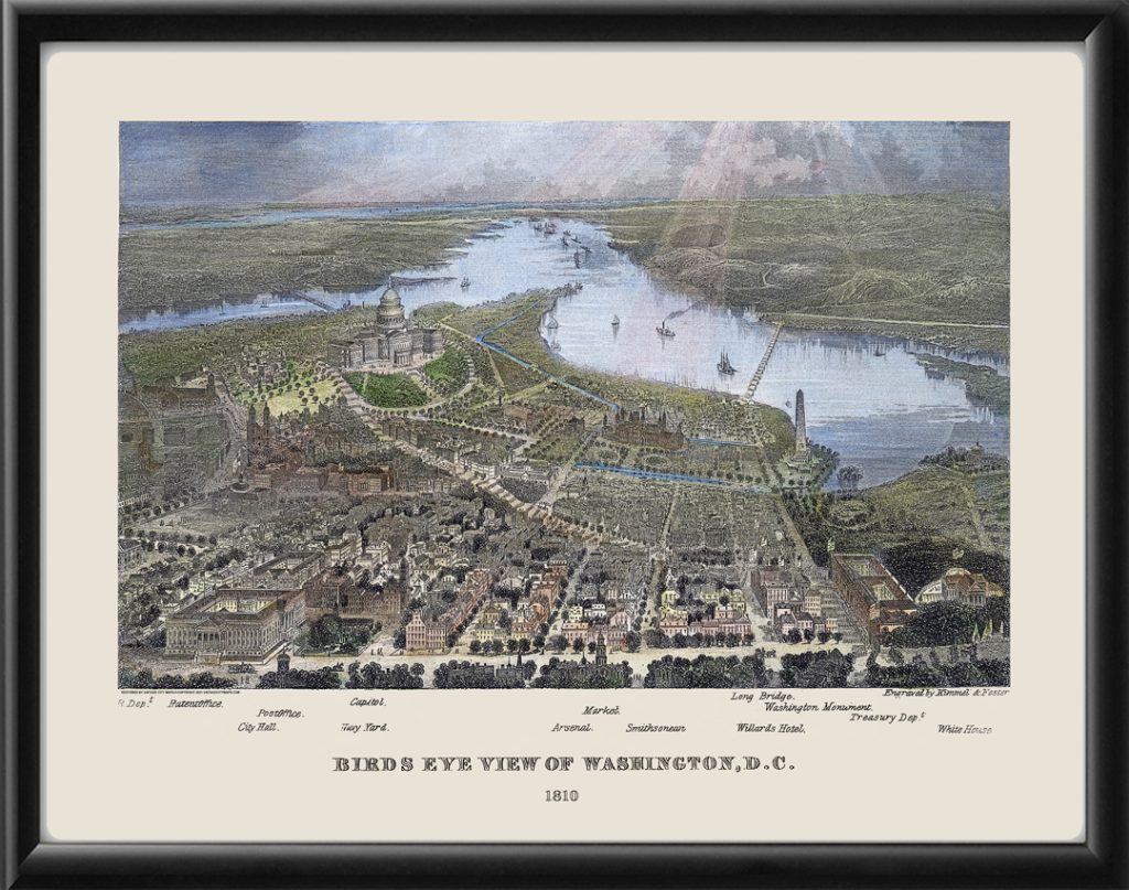 Washington DC 1810 Restored Map | Vintage City Maps