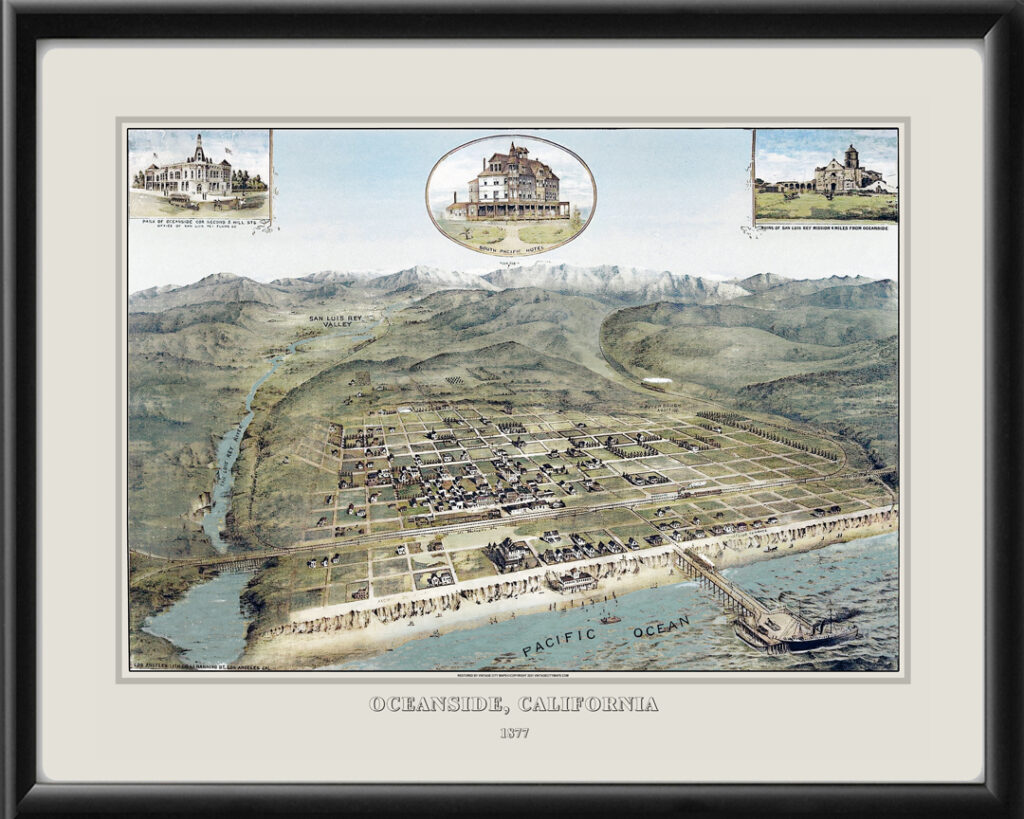 Oceanside CA 1887 Restored Map | Vintage City Maps