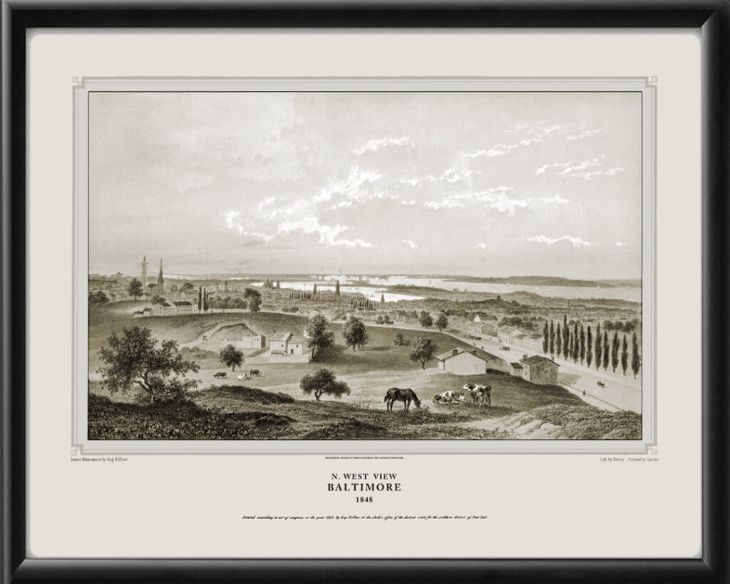 Baltimore MD 1848 Restored Map | Vintage City Maps