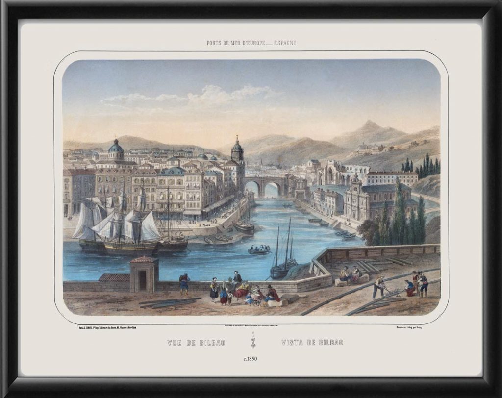 Bilbao Spain 1850 Restored Map | Vintage City Maps