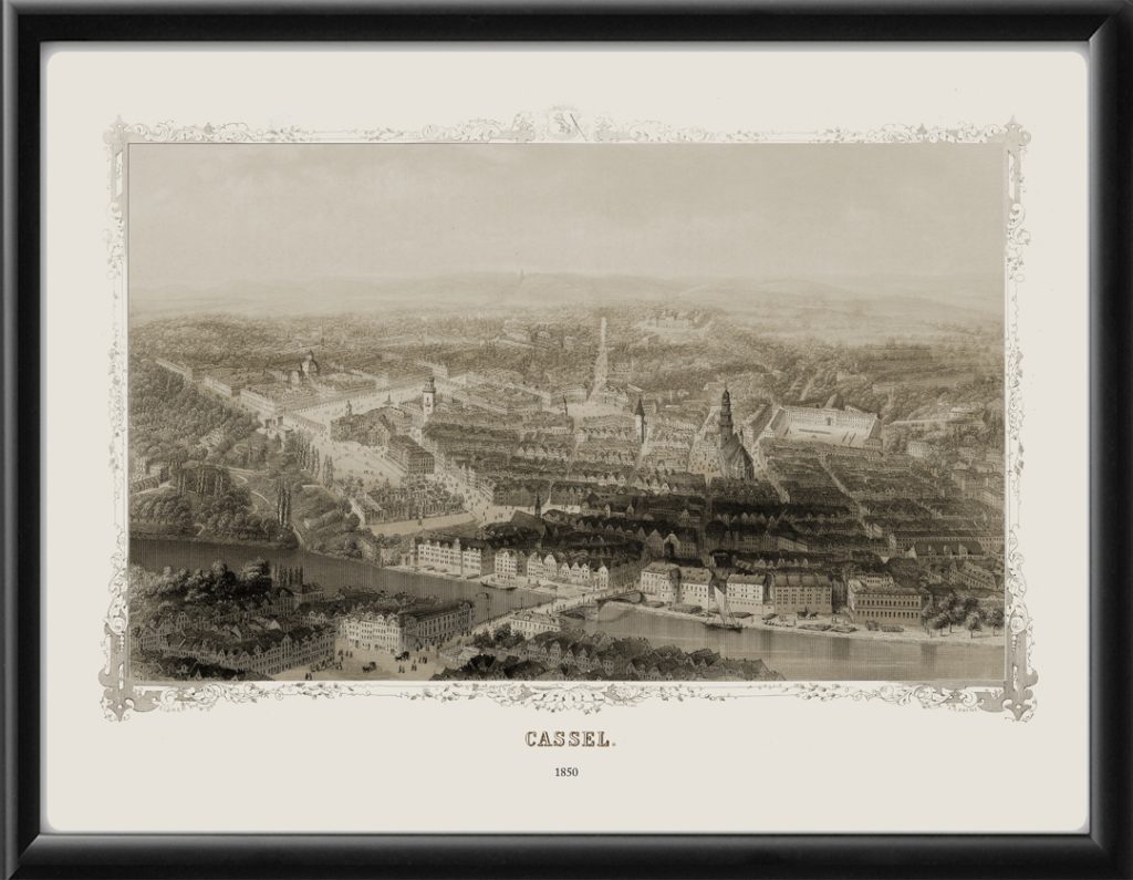 Cassel Germany 1850 Restored Map | Vintage City Maps
