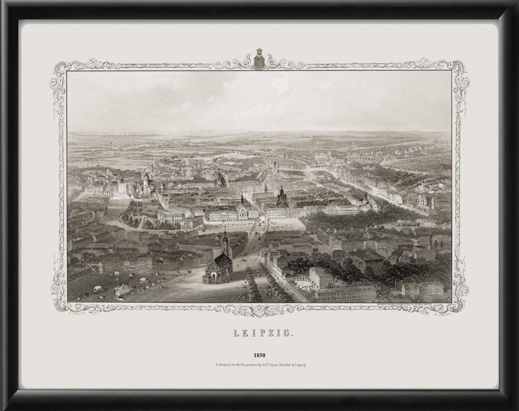 Leipzig Germany 1850 Restored Map | Vintage City Maps